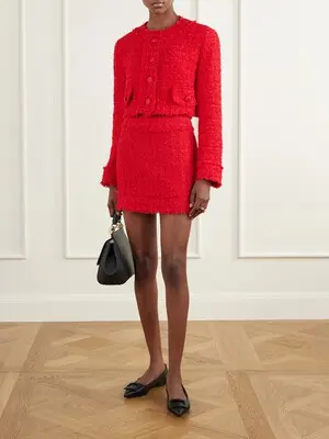 Dolce & Gabbana Cropped Frayed Cotton-blend Tweed Jacket