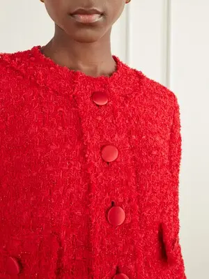 Dolce & Gabbana Cropped Frayed Cotton-blend Tweed Jacket