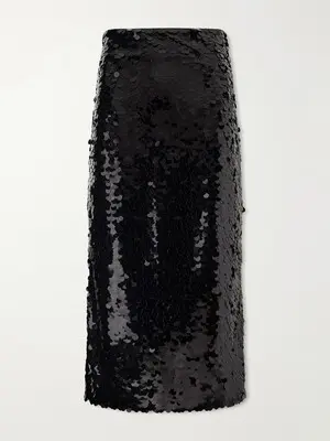Dolce & Gabbana Sequin-embellished Tulle Midi Skirt - Black