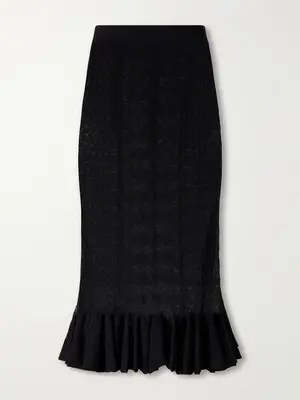 Dolce & Gabbana Ruffled Lace Midi Skirt - Black