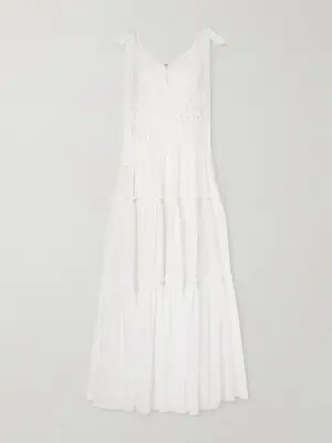 Chloé Tiered Broderie Anglaise Cotton Maxi Dress - White