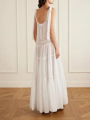 Chloé Tiered Broderie Anglaise Cotton Maxi Dress - White