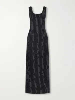 KALLMEYER Isadora' Striped Wool Midi Dress - Black