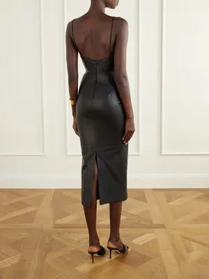 Alex Perry Leather Midi Dress