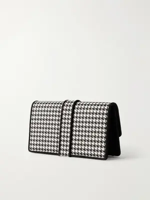 Manolo Blahnik Maycap Suede-trimmed Houndstooth Wool Clutch