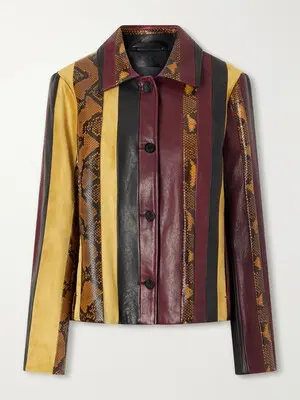 Proenza Schouler Striped Snake-effect Leather And Suede Jacket