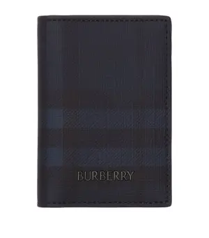 Burberry City Check Folding Card Holder - Navy