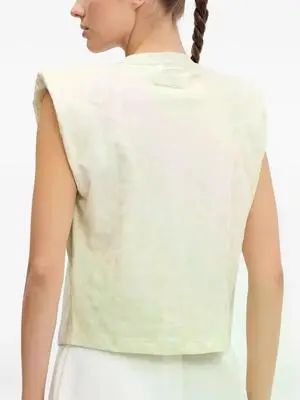 EA7 Sleeveless Leopard Print Top With Padded Shoulders