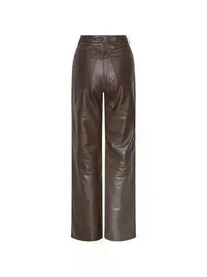 ROTATE BY BIRGER CHRISTENSEN High-waisted Straight-leg Trousers - Brown