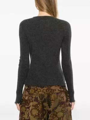 UMA WANG Ribbed-knit Button-up Jumper