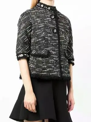 Shiatzy Chen Embellished Tweed Cropped Jacket