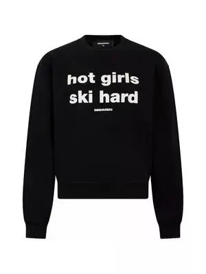 Dsquared2 Upside-down Logo Slogan-print Crew Neck Sweatshirt - Black