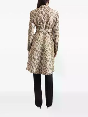 Nina Ricci Leopard-print Double-breasted Taffeta Coat