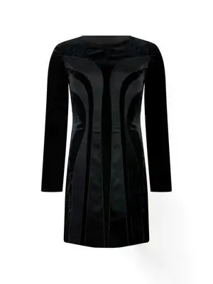 Alberta Ferretti Long-sleeved Panelled Mini Dress - Black