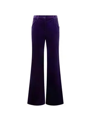 Alberta Ferretti Velvet-finish Flared Trousers - Purple