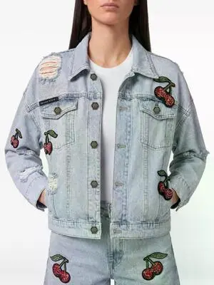 Philipp Plein Cherrylicious Embroidered Denim Jacket - Blue