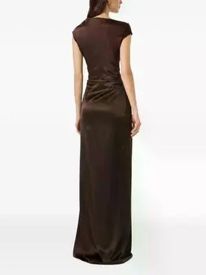 PIANOFORTE Ruched Satin-finish Maxi Dress
