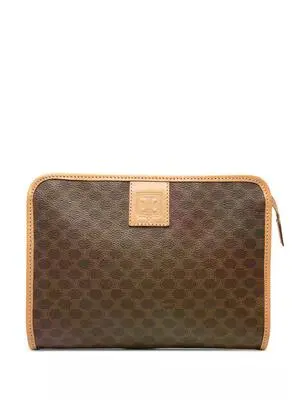 Celine 2015 Macadam Coated Canvas Clutch Bag - Brown