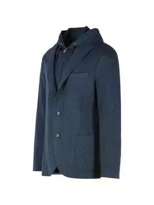 Eleventy Herringbone Hooded Blazer