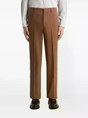 Etro Straight-leg Wool And Cashmere Trousers With Feather Embellishment And Houndstooth Pattern