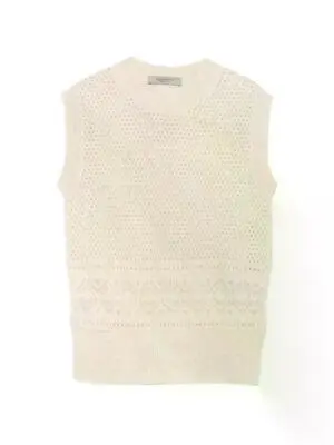 D.exterior Open-knit Sleeveless Sweater - Neutrals
