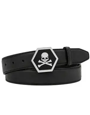Philipp Plein Leather Belt Skull - Black