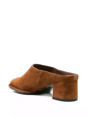 LINDA BAUMANN Suede Block-heel Mules - Brown