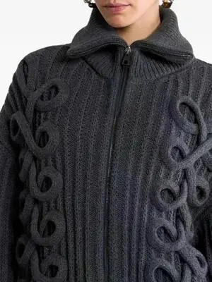 Etro Ribbed Wool-blend Cardigan With Braided Detailing