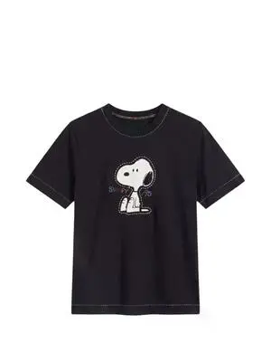 Chinti & Parker Snoopy Embroidered T-shirt - Black
