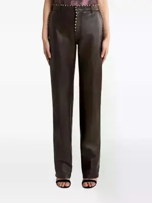 Etro Leather Trousers With Stud Embellishments