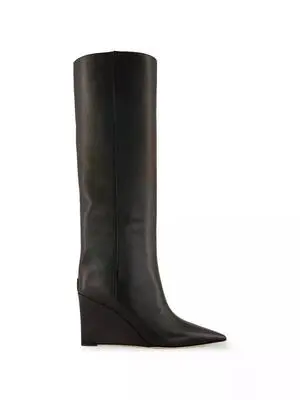JIMMY CHOO Blake 85 Smooth Leather Knee-high Boots With Wedge Heel - Black