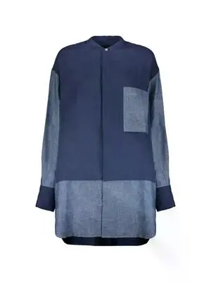 MOORER Patchwork Design Linen Shirt