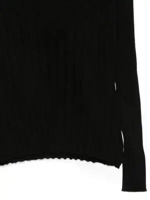 D.exterior Ribbed Cold-shoulder Knit Sweater