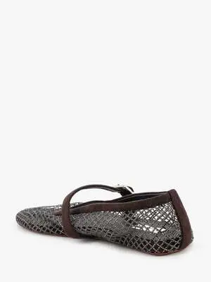 Alaïa Flat Mesh Ballet Flats With Rhinestone Detail