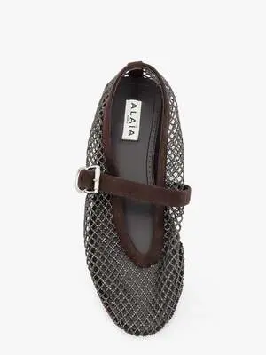 Alaïa Flat Mesh Ballet Flats With Rhinestone Detail