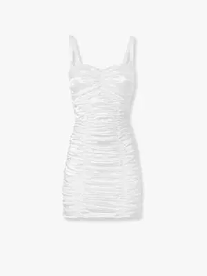 Dolce & Gabbana Draped Satin Mini Dress - White