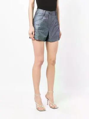 Shiatzy Chen Glittered Denim Shorts