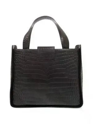 SALVATORE FERRAGAMO Ferragamo Croc Embossed Leather Vara Satchel