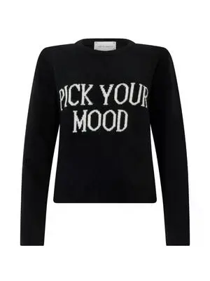 Alberta Ferretti Slogan Intarsia Crew Neck Sweater