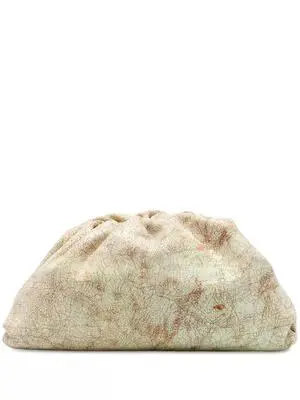 Bottega Veneta 2012-2026 Crackled Calfskin The Pouch Clutch Bag Neutrals