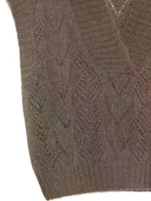 D.exterior Pointelle Knit V-neck Sleeveless Sweater