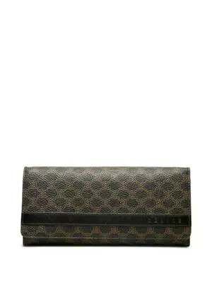 Celine 2000 Macadam Coated Canvas Wallet Long Wallets - Black