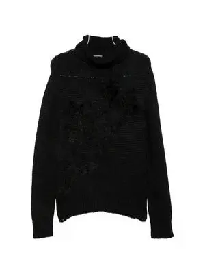 ANN DEMEULEMEESTER Mohair-blend Floral-patch High Neck Sweater