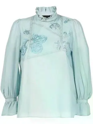 Shiatzy Chen Floral Appliqué Blouse - Blue