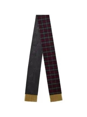 Etro Wool And Silk Scarf With Metal Fringing And Two Motifs - Grey