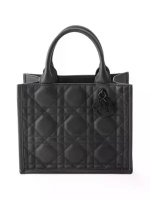 Dior 2010-2026 Small Calfskin Macrocannage Ultra Matte Book Tote Satchel - Black