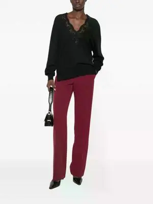 ERMANNO FIRENZE Lace-trim V-neck Sweater
