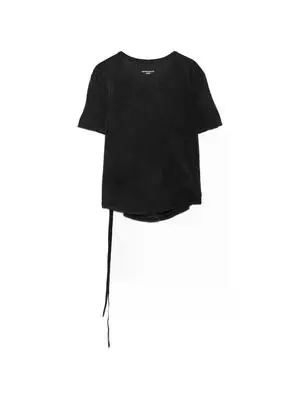 ANN DEMEULEMEESTER Washed Slogan Print T-shirt With Side Tie Detail - Black