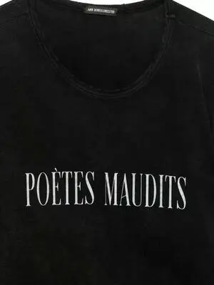 ANN DEMEULEMEESTER Washed Slogan Print T-shirt With Side Tie Detail