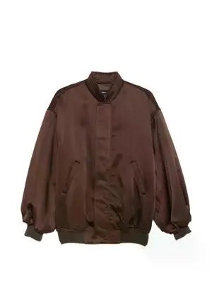 Federica Tosi Satin Finish Oversized Bomber Jacket - Brown